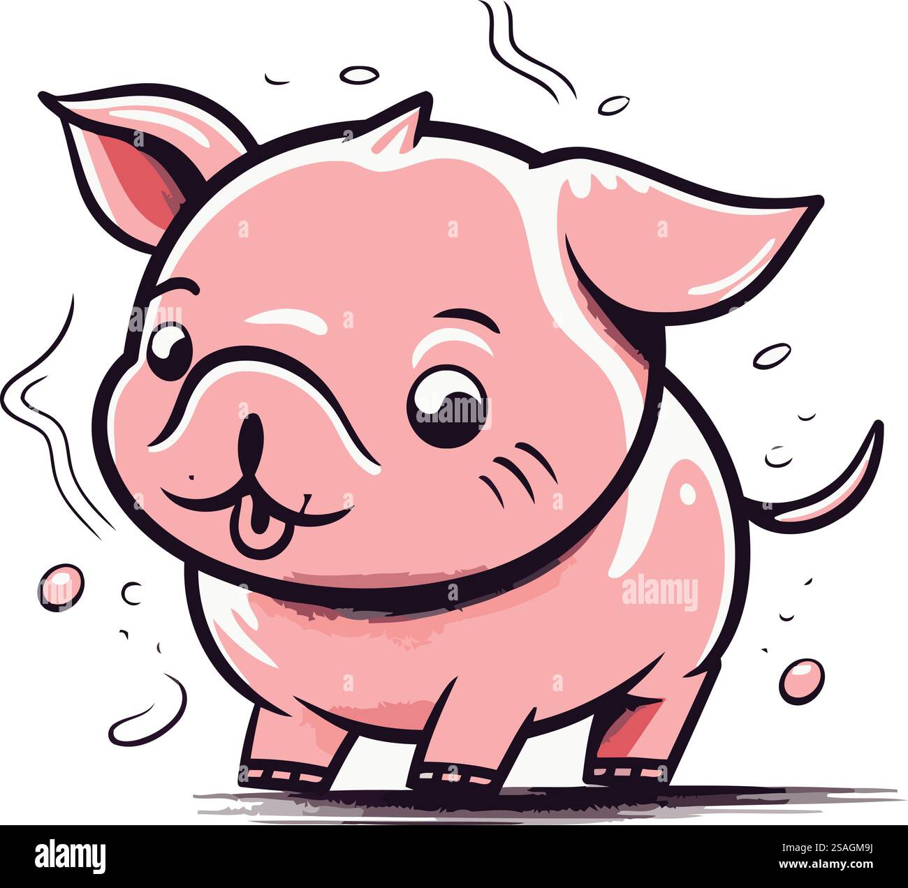 Cute cartoon pig. Vector illustration. Isolated on white background ...