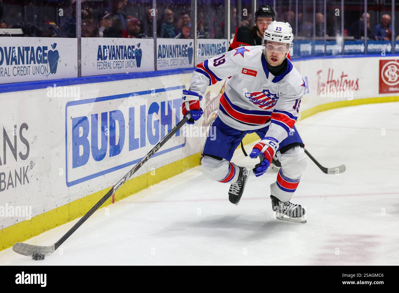 Rochester, New York, USA. 29th Jan, 2025. Rochester Americans forward Graham Slaggert (19 ...
