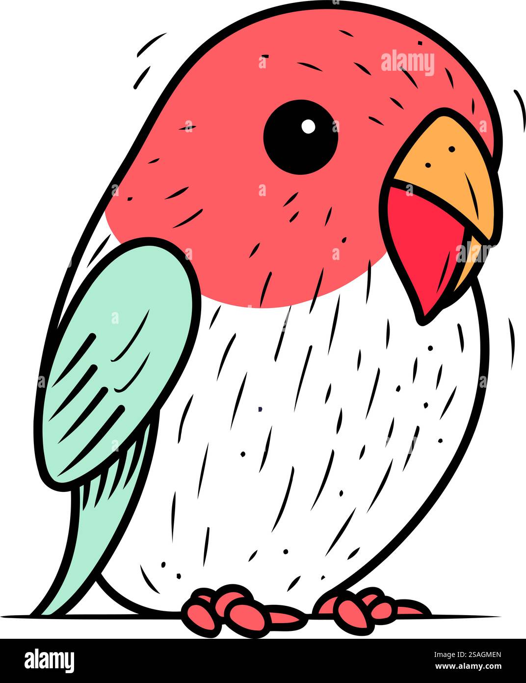 Vector illustration of cute little parrot bird isolated on white ...