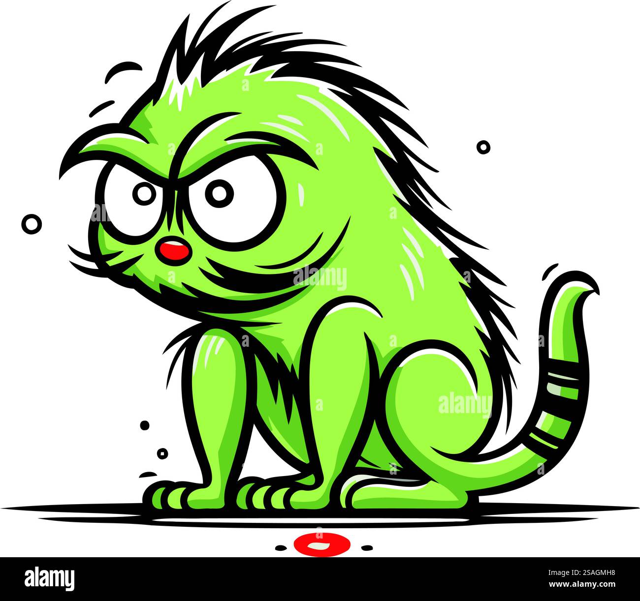 Funny cartoon green lizard with big eyes. Vector illustration isolated ...