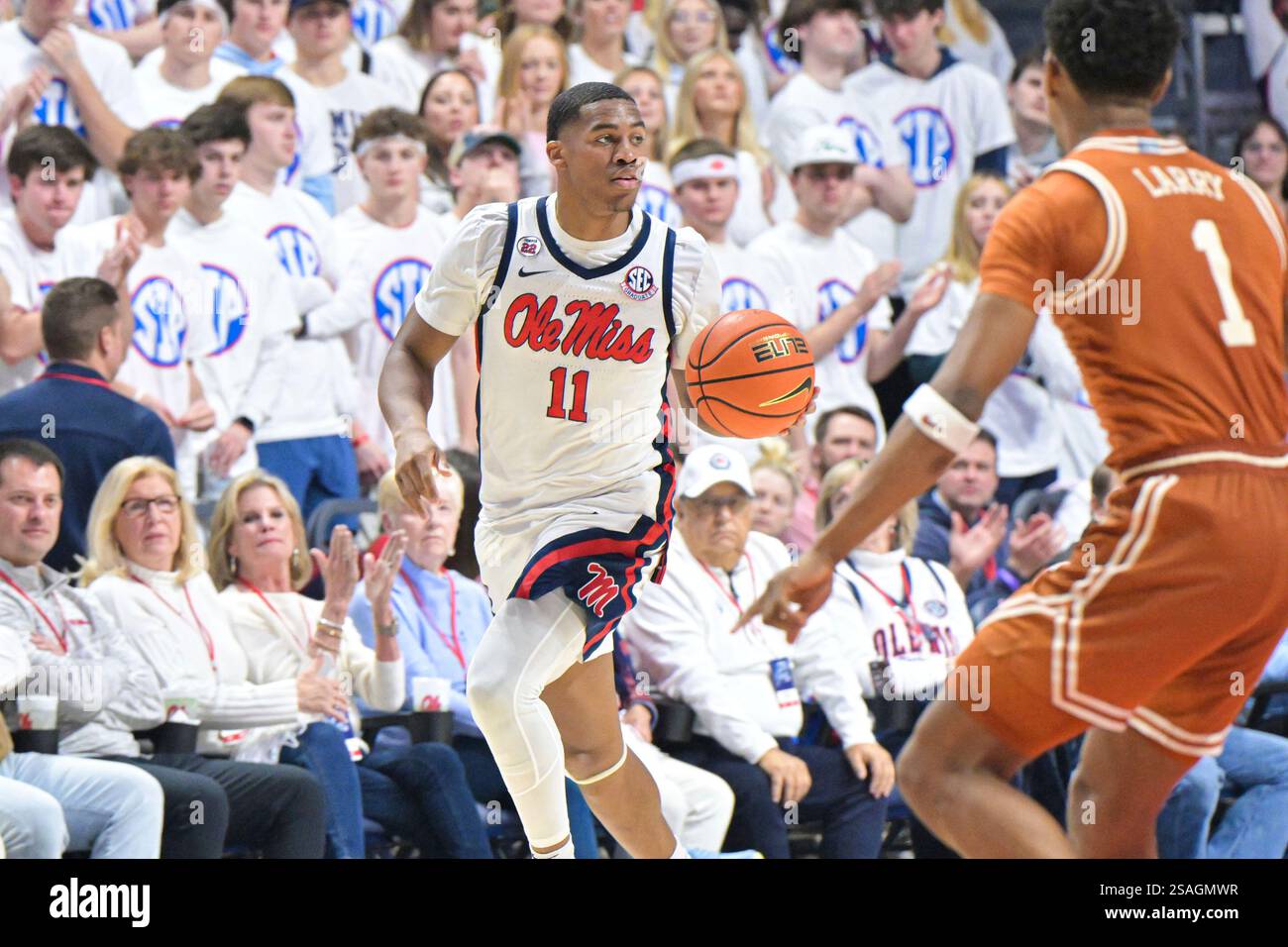 Mississippi guard Matthew Murrell (11) brings the ball up court against ...
