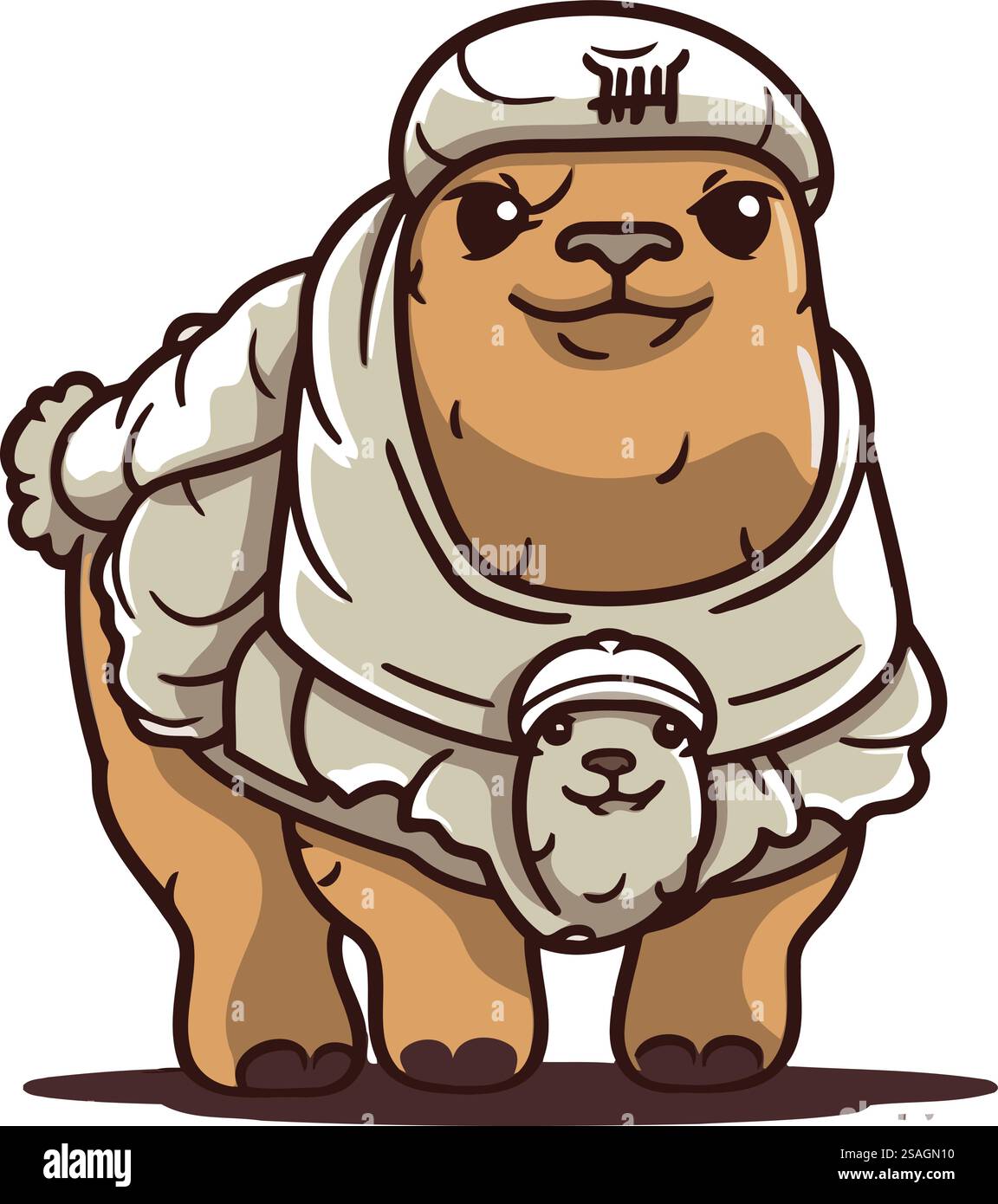 Illustration of a Cute Cartoon Mascot of a Bearded Lion in a Cap Stock ...