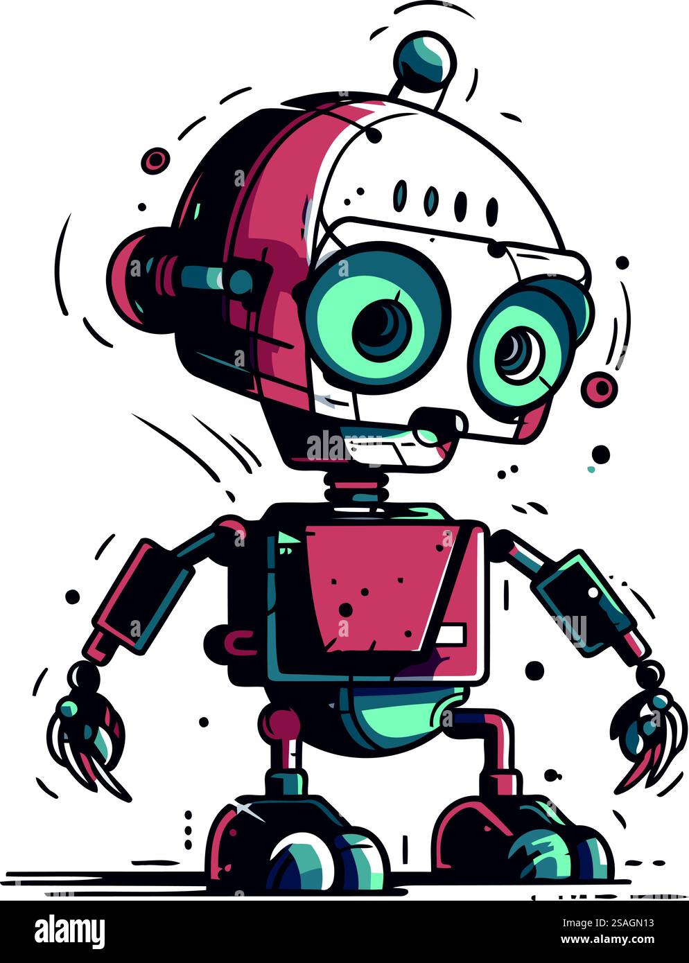 Cute cartoon robot. Vector illustration. Isolated on white background ...