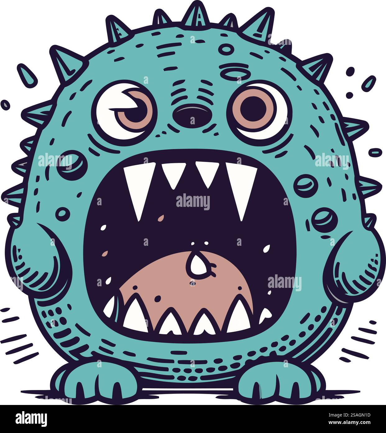 Cartoon monster. Vector illustration of a monster with sharp teeth ...