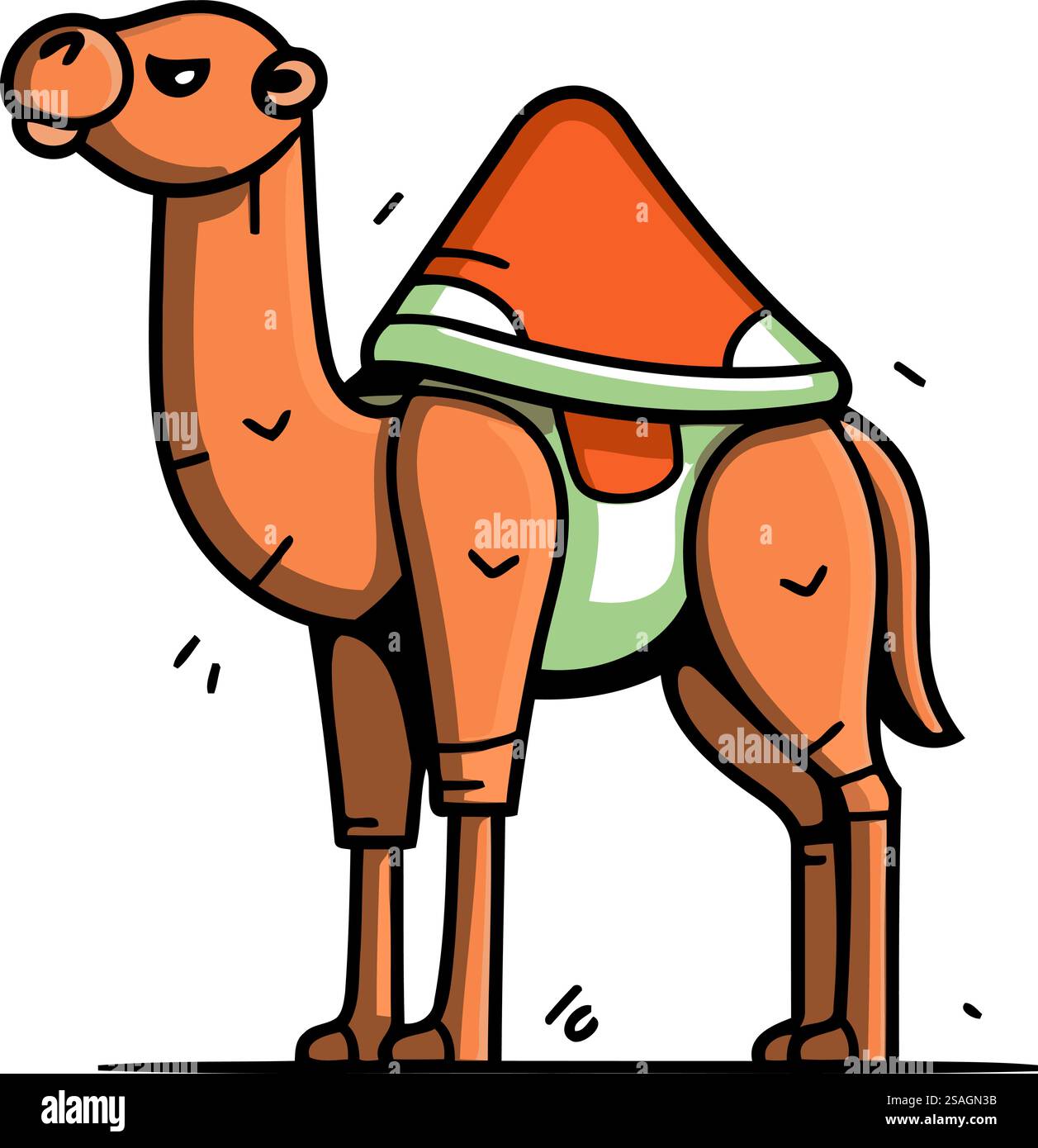 Camel with Santa Claus hat. Vector illustration in cartoon style Stock ...