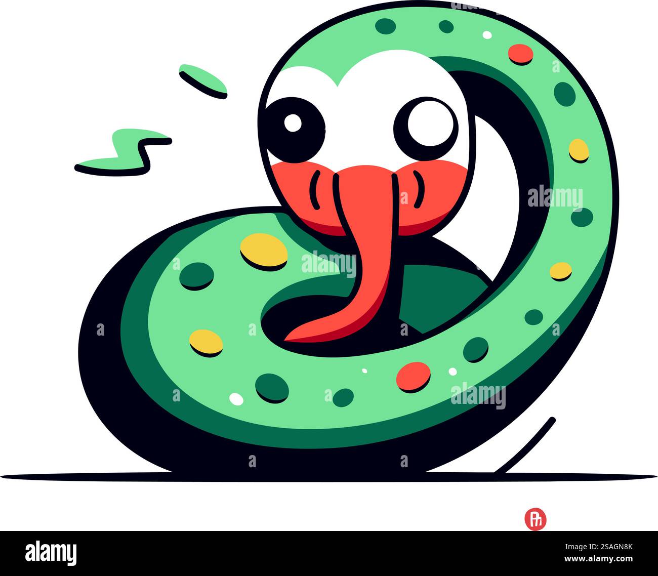 Flat design style vector illustration of funny cartoon snake. Isolated ...