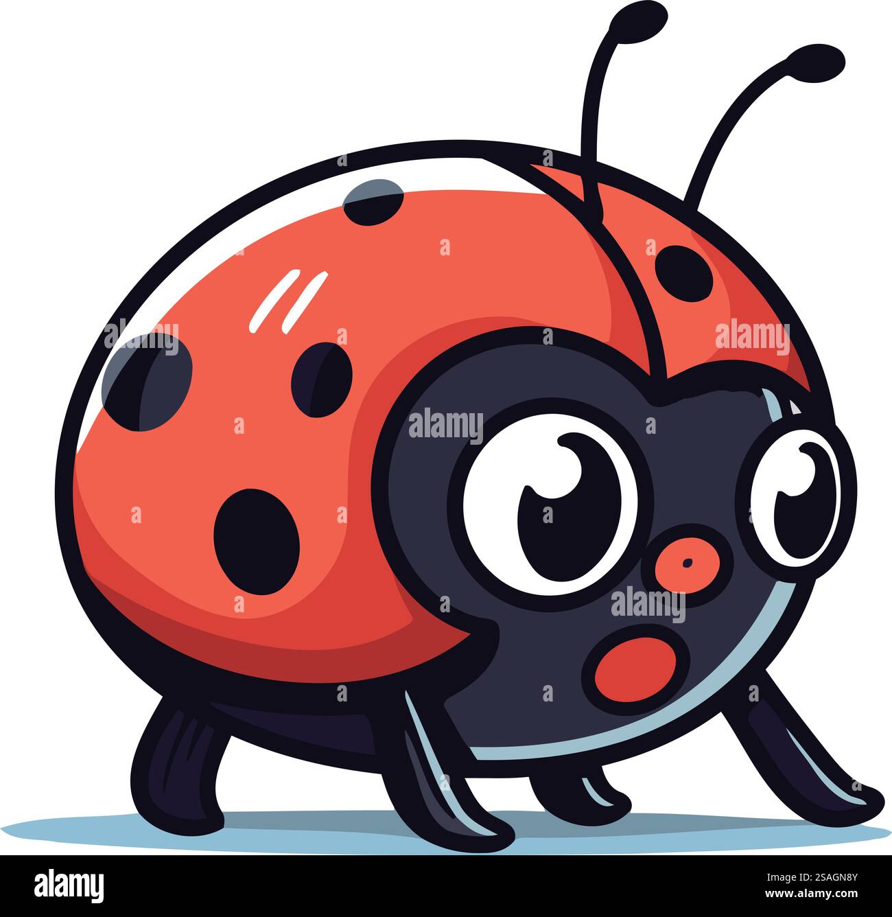 Cute cartoon ladybug with big eyes. Vector illustration isolated on ...