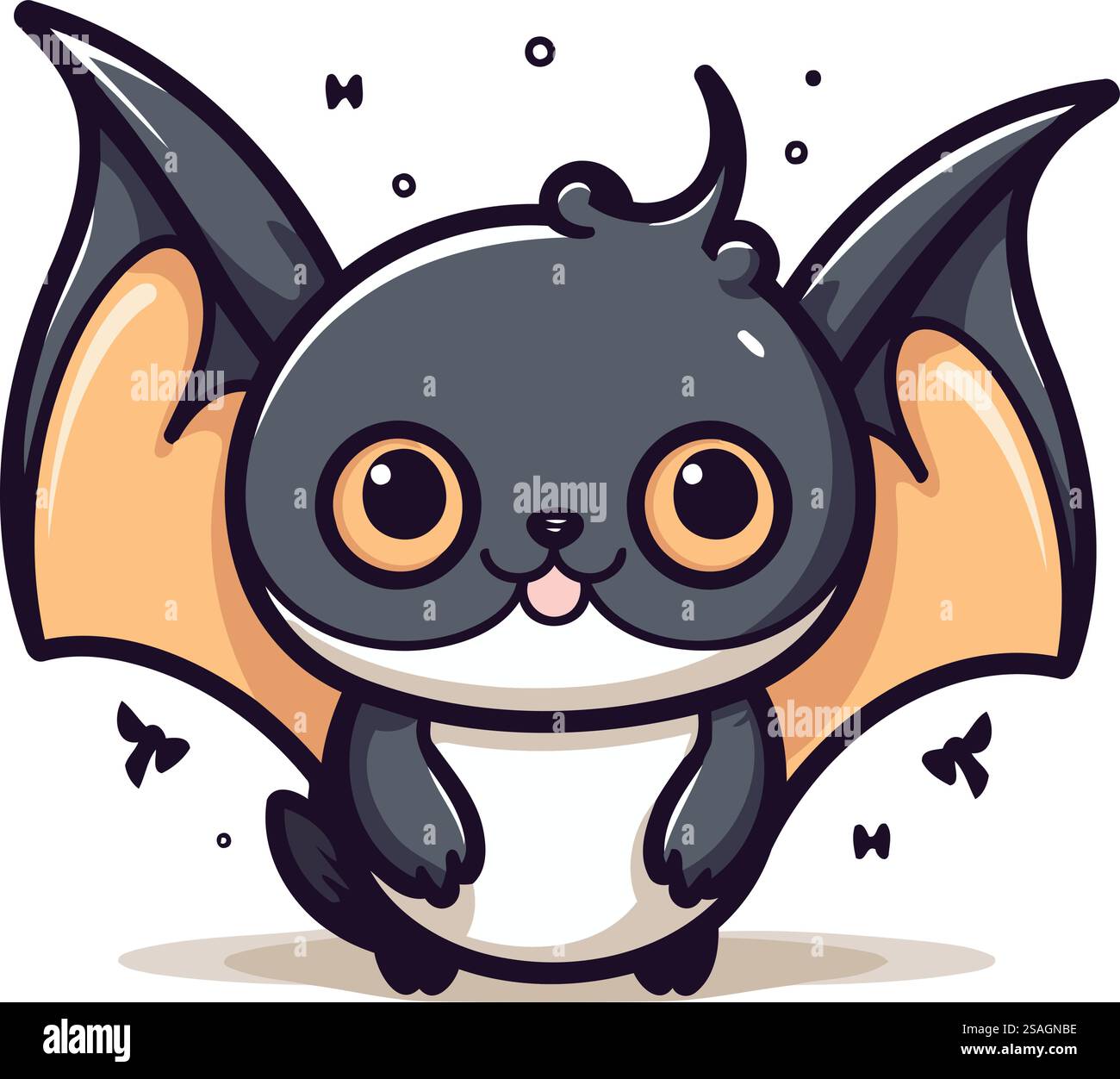 Cute cartoon bat isolated on white background. Vector illustration in a ...