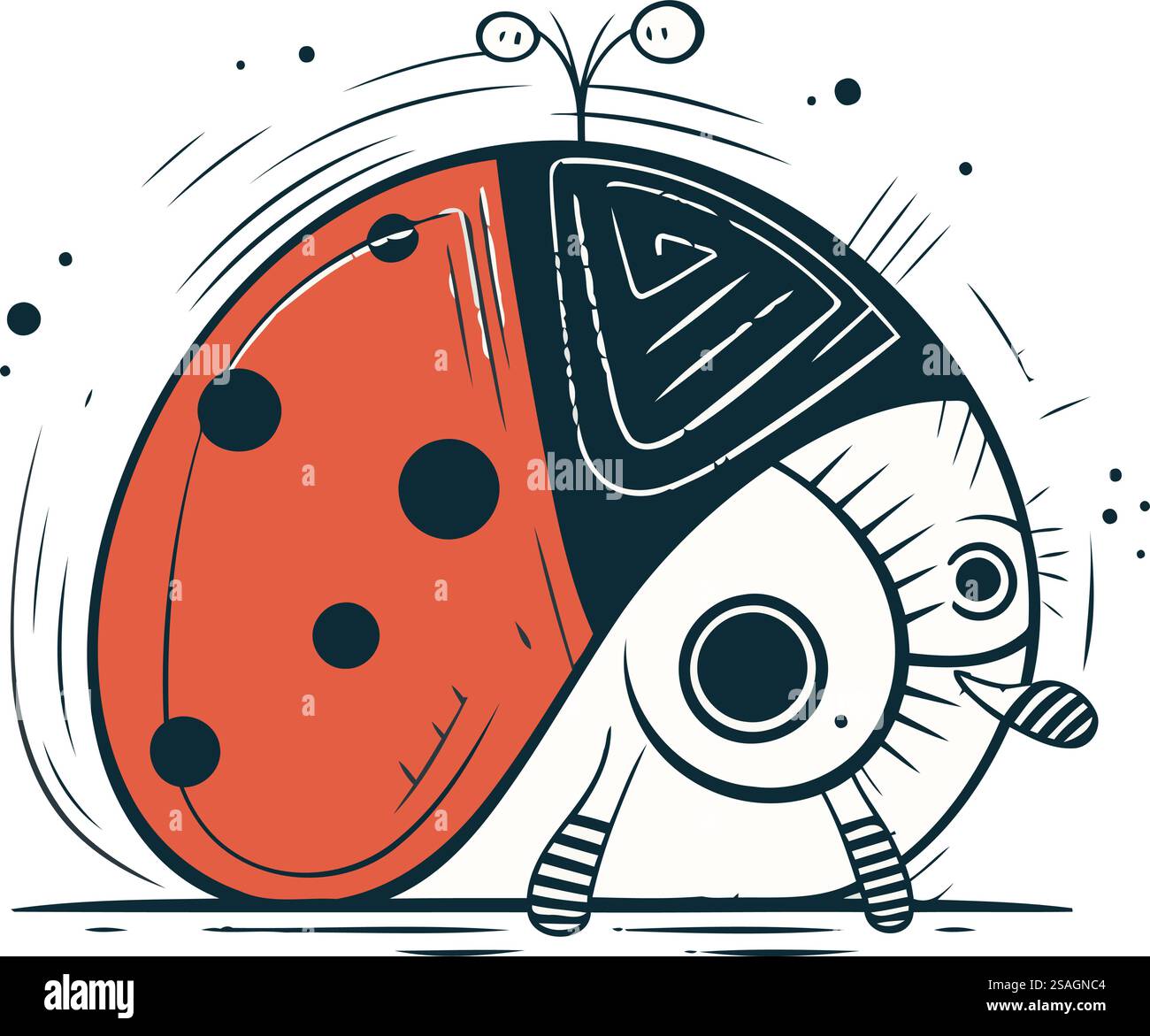 Vector illustration of cartoon ladybug. Isolated on white background ...