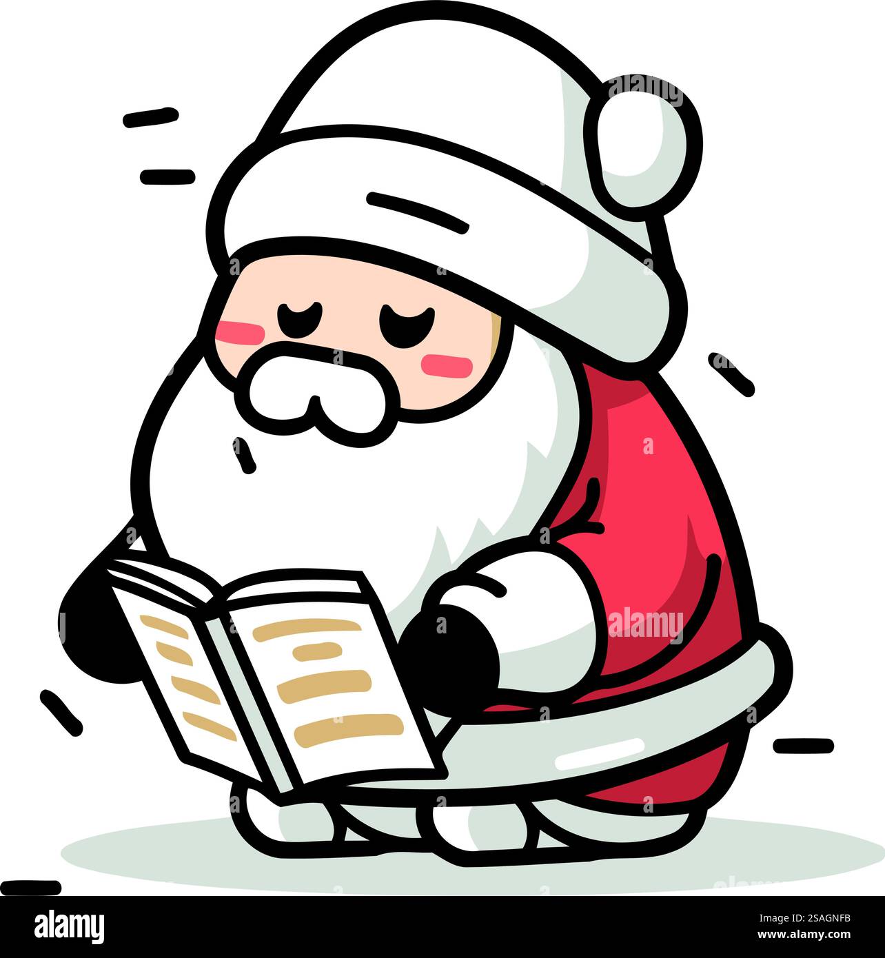 Santa Claus Reading a Book Cartoon Vector Illustration Stock Vector ...