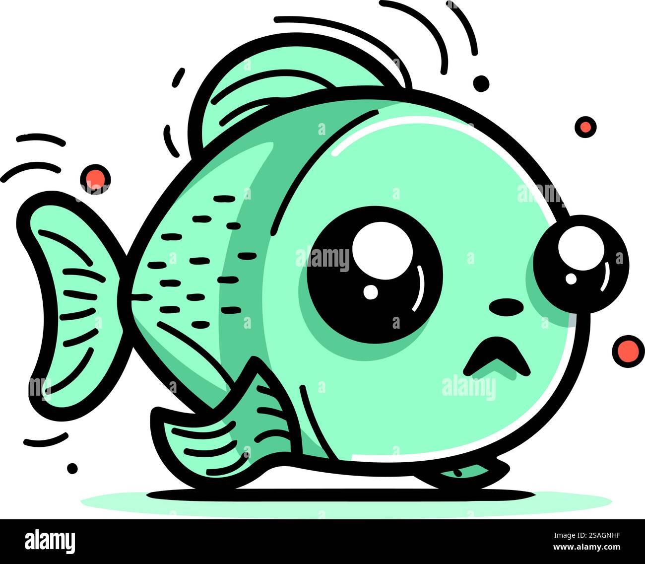Cute fish character. Vector illustration in flat style. Isolated on ...