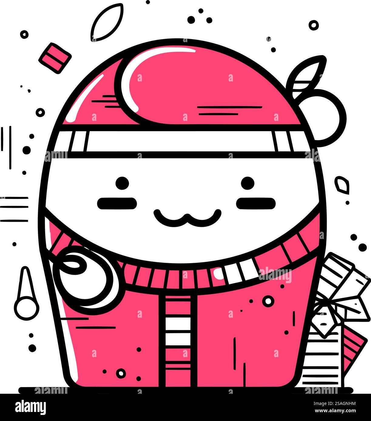 Cute santa claus character. Vector line art illustration Stock Vector ...