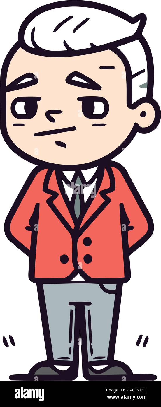 Vector illustration of a man in a suit. Cartoon character of a man in a ...