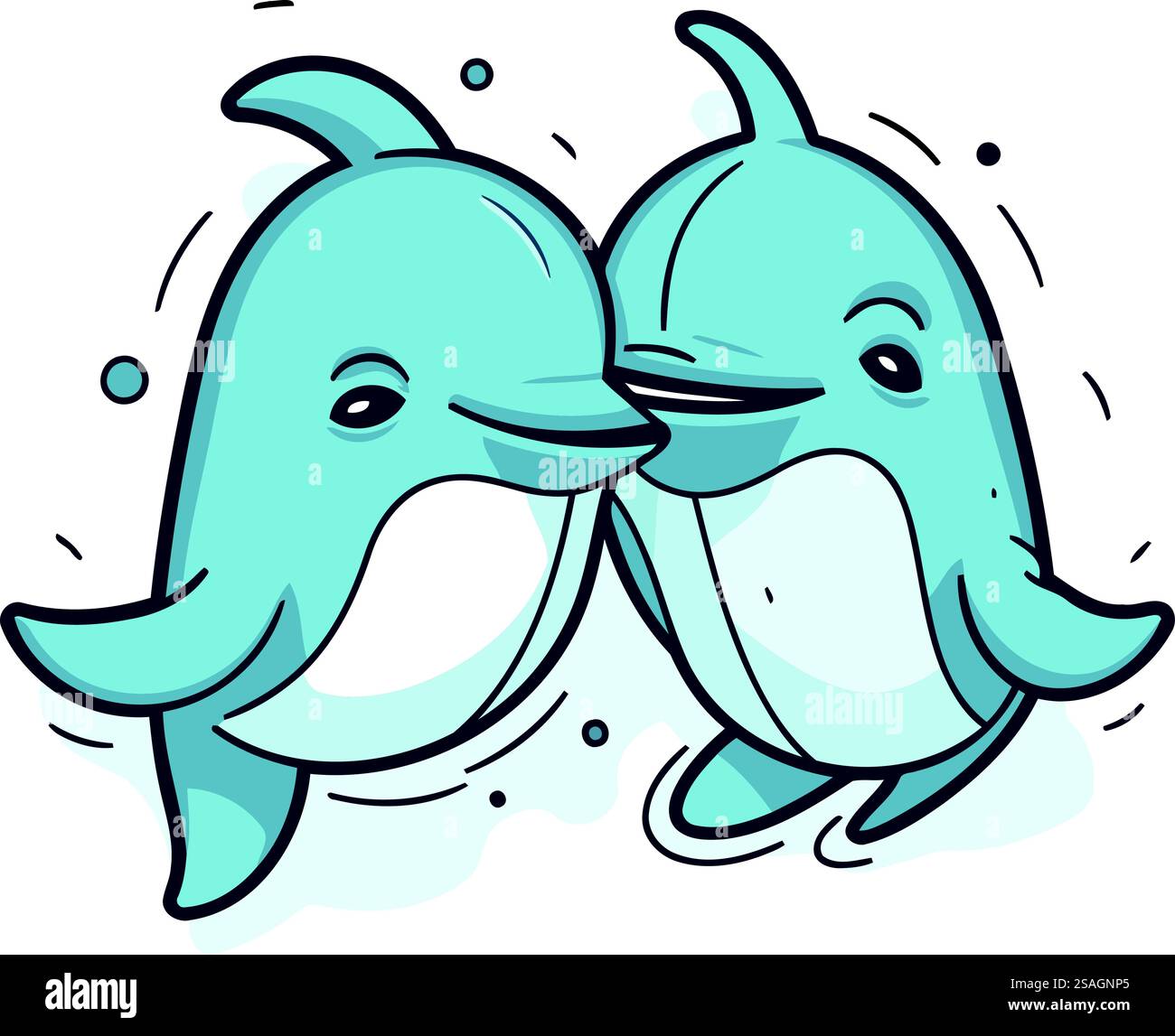 Two cute cartoon whales isolated on a white background. Vector ...