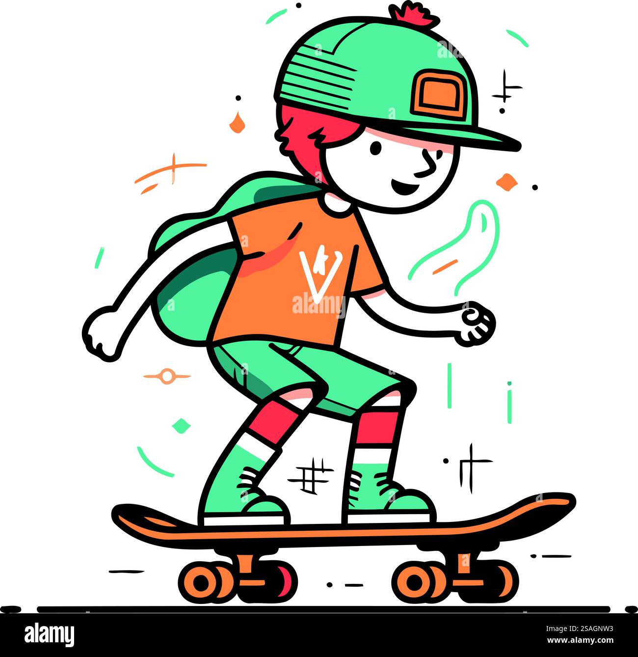 Skateboarder boy on skateboard. Vector illustration in cartoon style ...