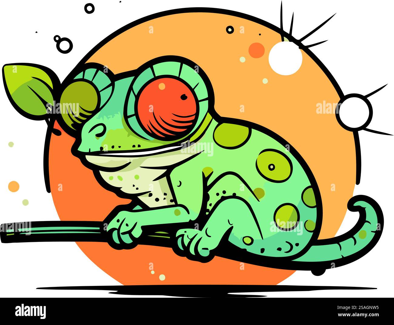 Chameleon vector illustration. Cute cartoon chameleon Stock Vector ...