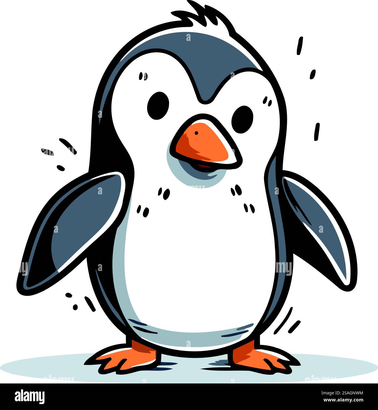 Cute penguin cartoon vector illustration. Funny penguin character Stock ...