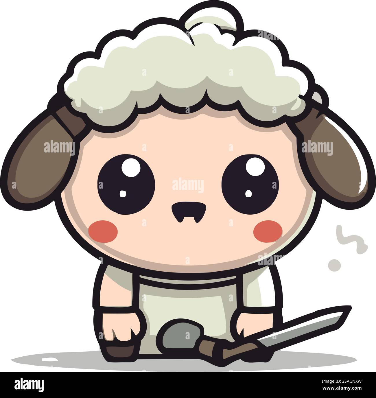 Sheep with sword and knife Cute sheep mascot cartoon character Stock ...