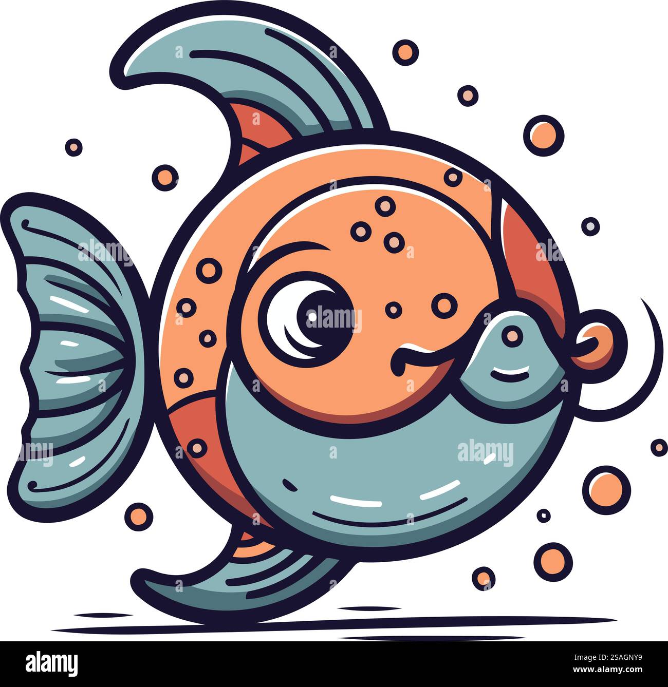 Cute cartoon goldfish with a fish head. Vector illustration Stock ...