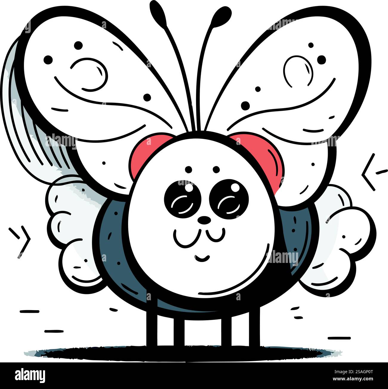 Funny cartoon butterfly. Vector illustration. Isolated on white ...