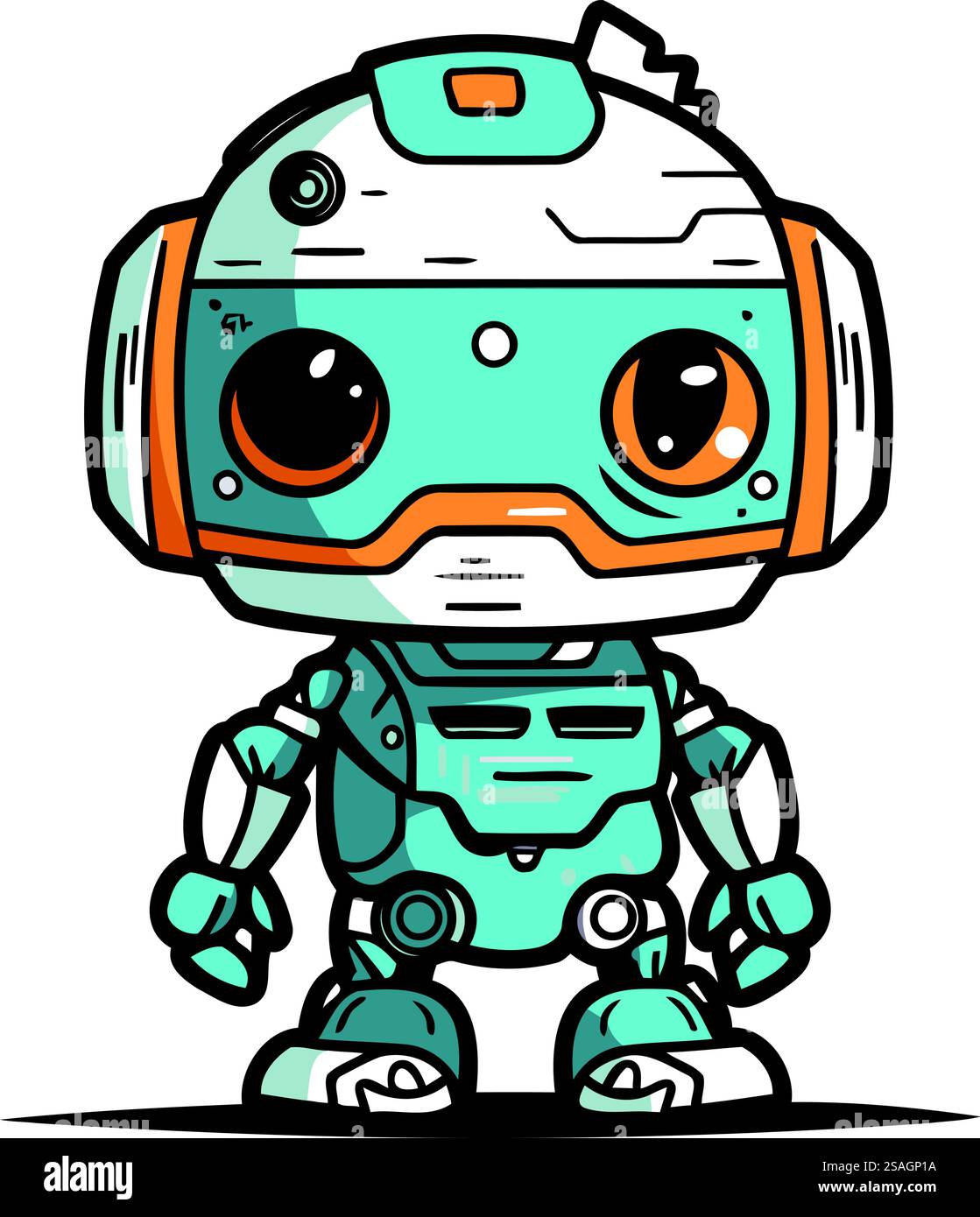 Cute robot cartoon vector illustration. Cute little robot character ...