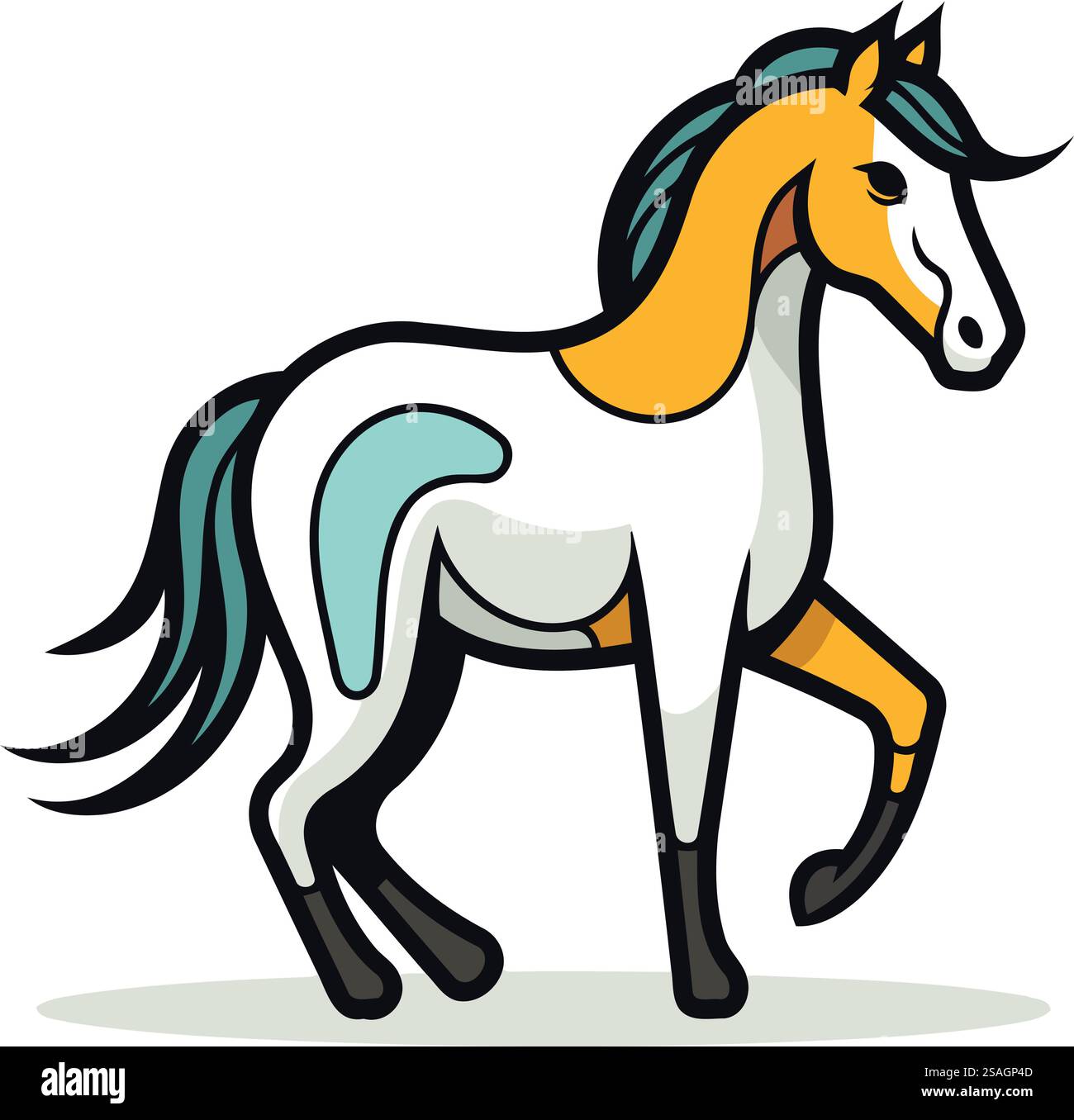 Horse vector illustration isolated on white background. Cartoon style ...