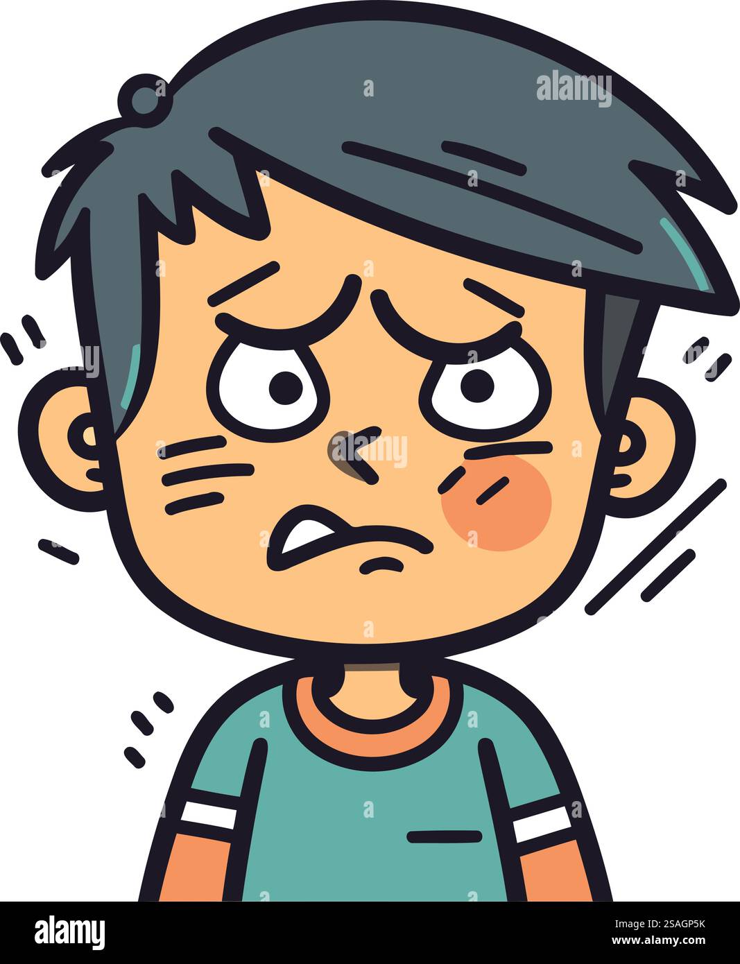 Illustration of a boy with a sad expression on his face Stock Vector ...