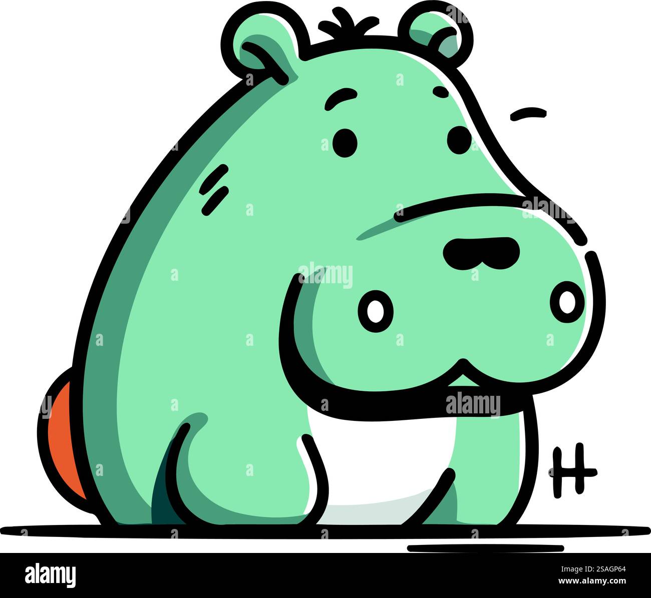 Cute cartoon hippopotamus. Vector illustration in flat style Stock ...