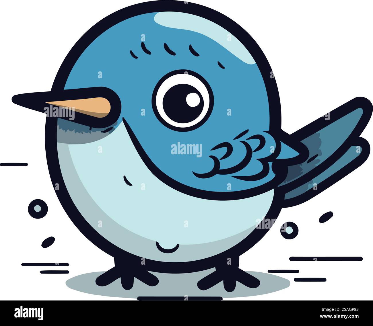 Cute cartoon blue bird. Vector illustration isolated on white ...
