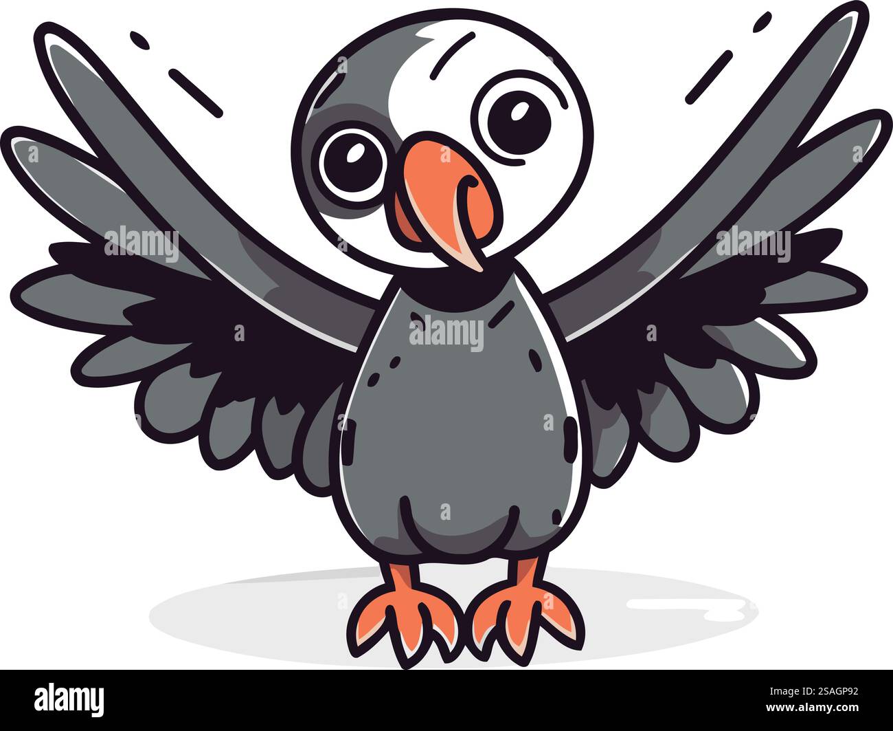 Puffin flying. Cute cartoon character. Vector illustration Stock Vector ...