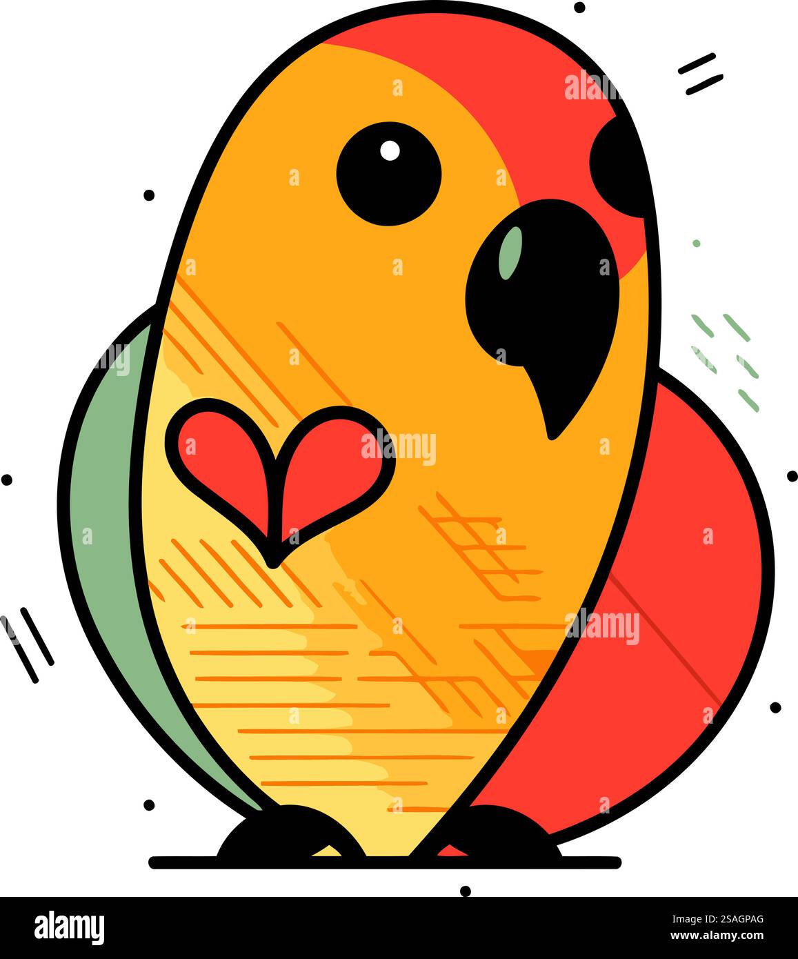 Cute parrot with heart. Vector illustration in flat style Stock Vector ...