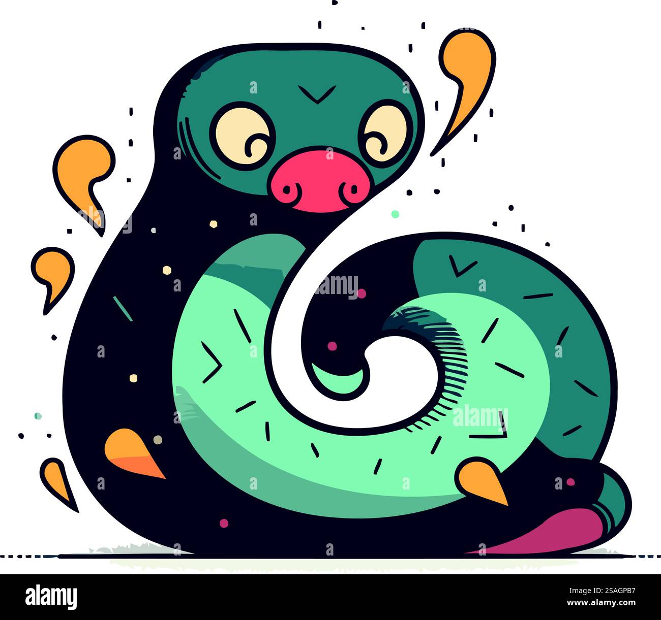 Cute cartoon snake. Vector illustration isolated on a white background ...