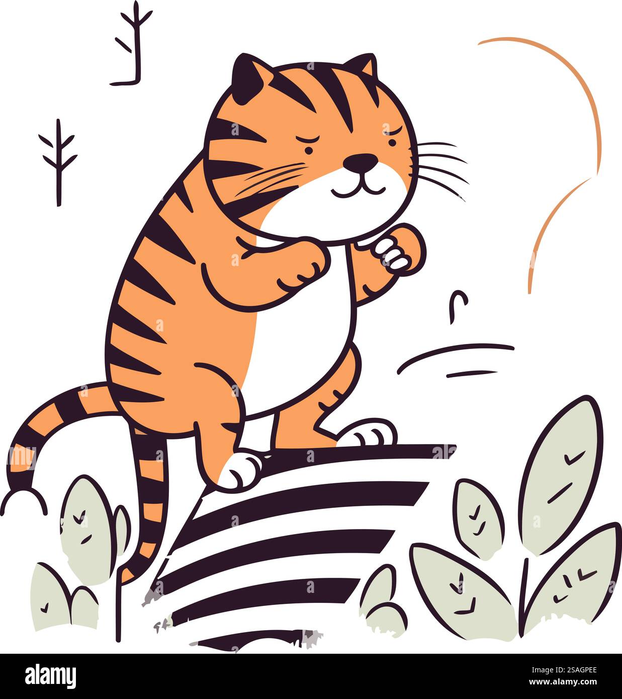 Tiger wild standing young Stock Vector Images - Alamy