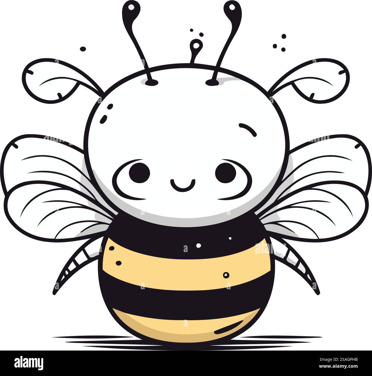 Cute cartoon bee. Vector illustration. Isolated on white background ...