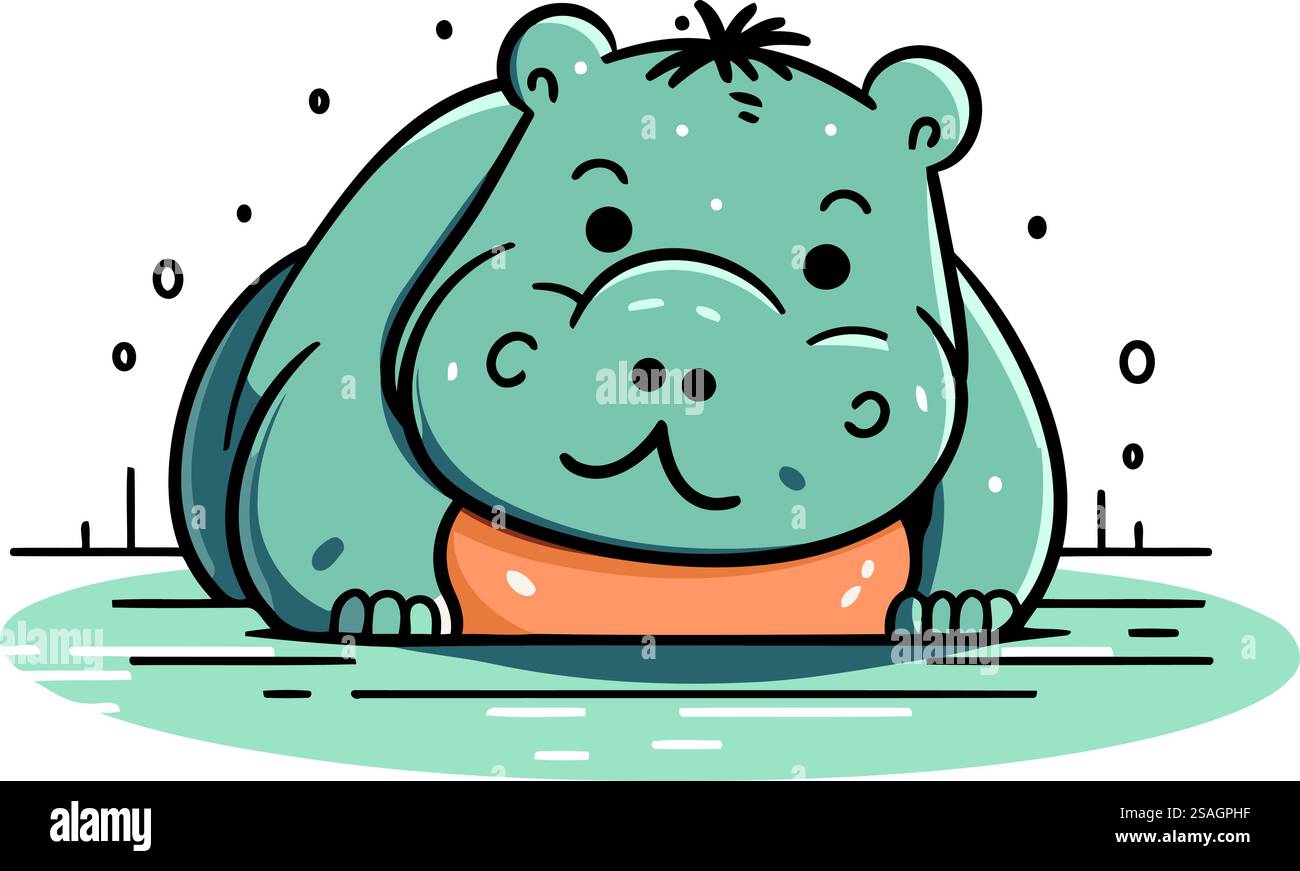 Cute hippopotamus. Vector illustration in flat cartoon style Stock ...