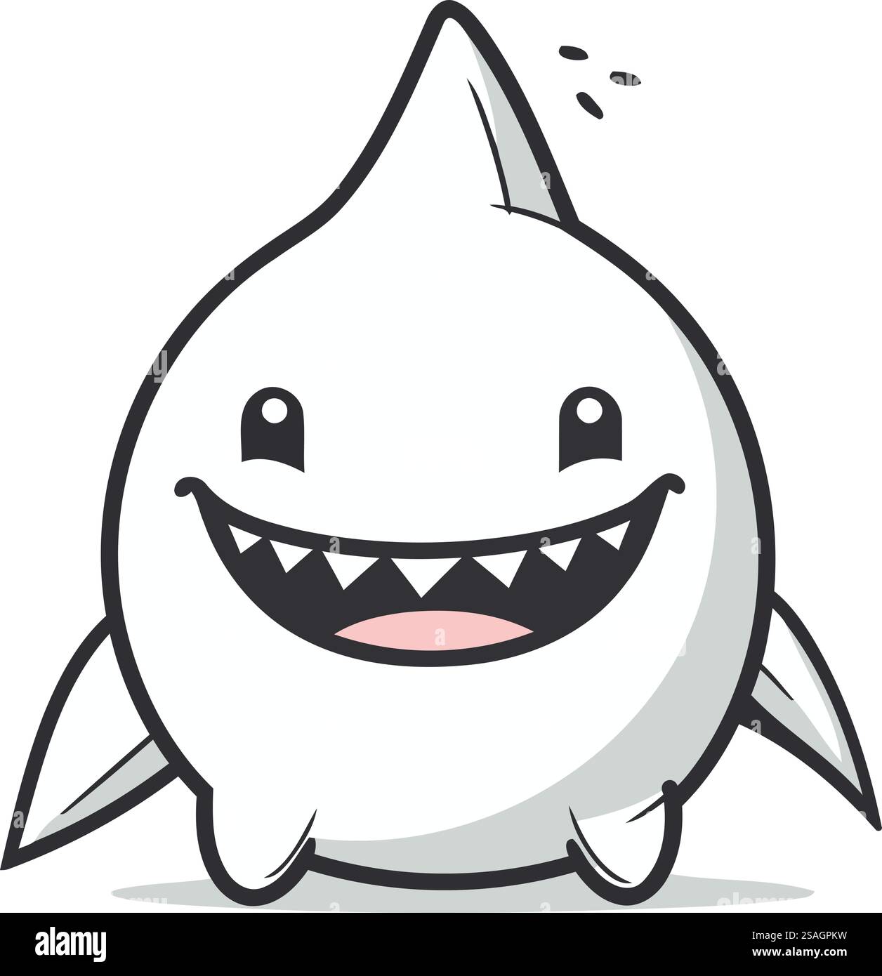 Cute shark cartoon character vector illustration. Funny shark emoticon ...