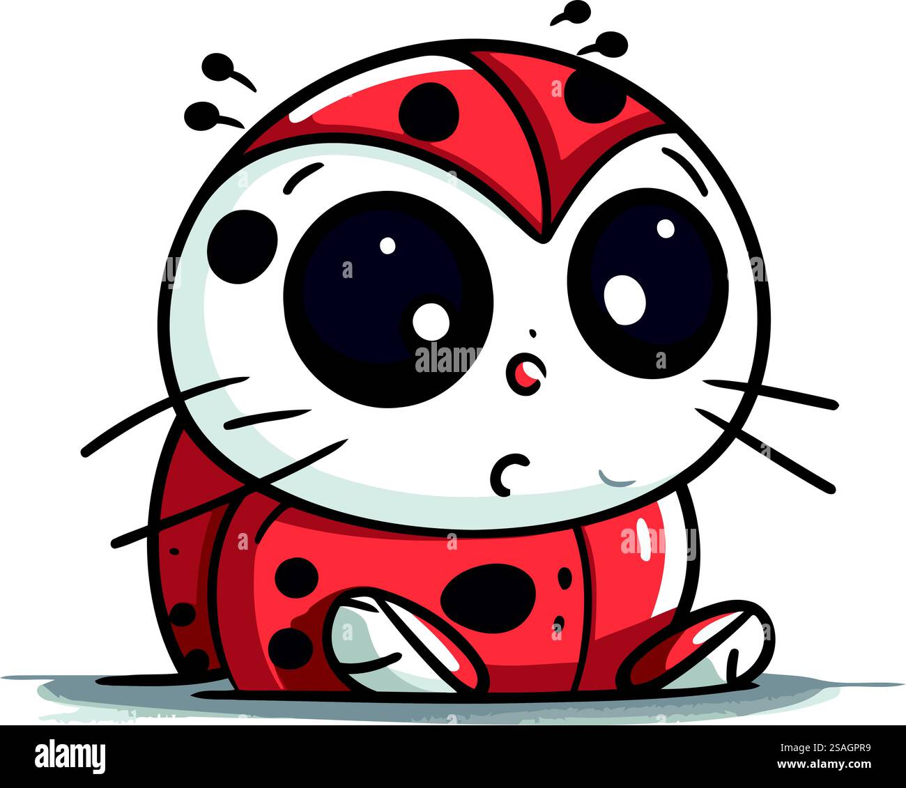 Cute cartoon ladybug. Vector illustration. Isolated on white background ...