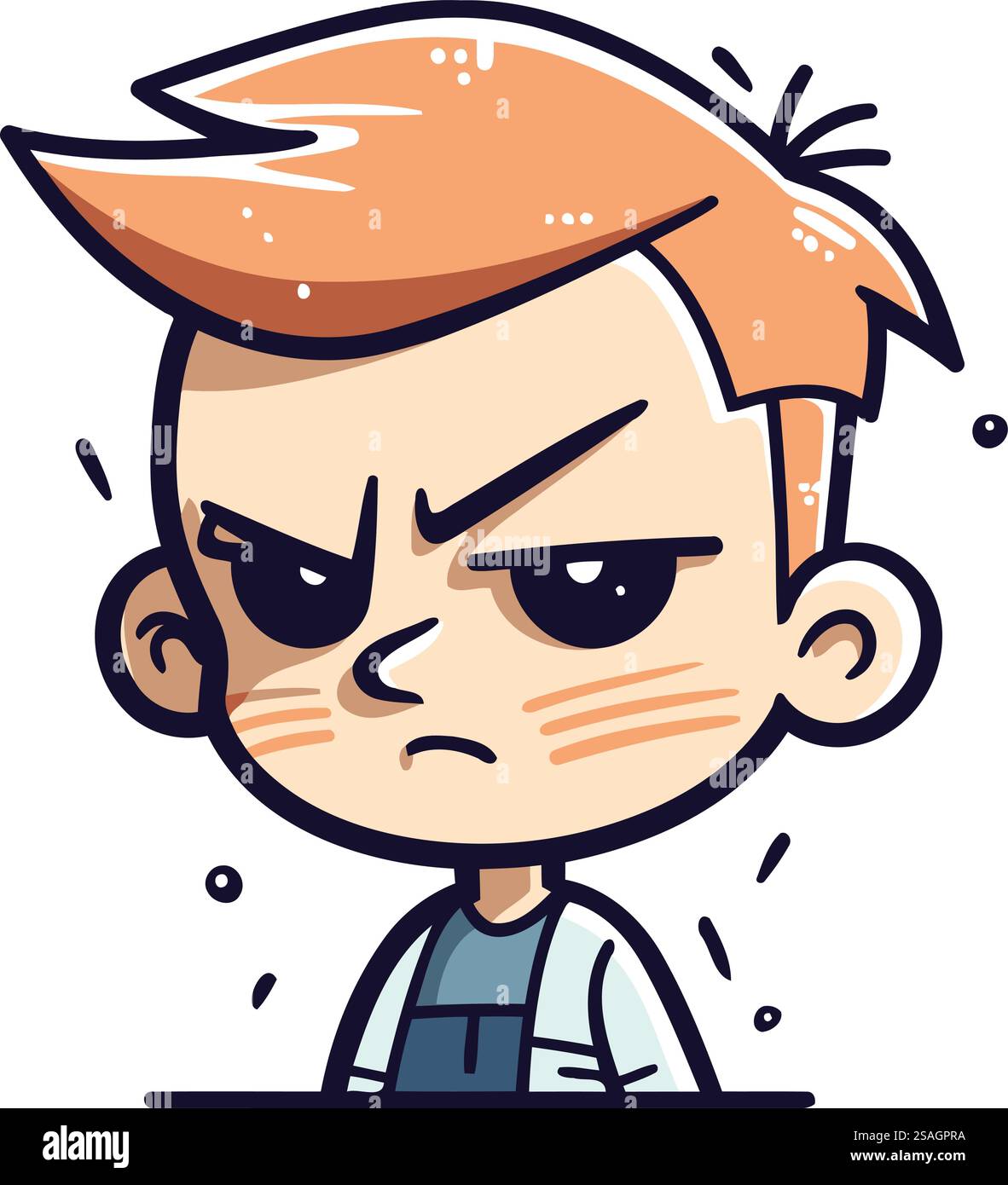 Angry Boy Cartoon Vector Illustration. Sticker. Label Stock Vector ...
