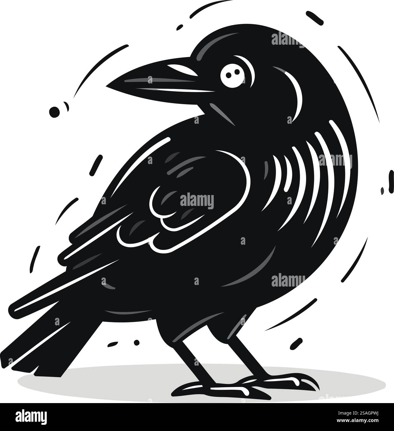 Crow in doodle style isolated on white background. Vector illustration ...