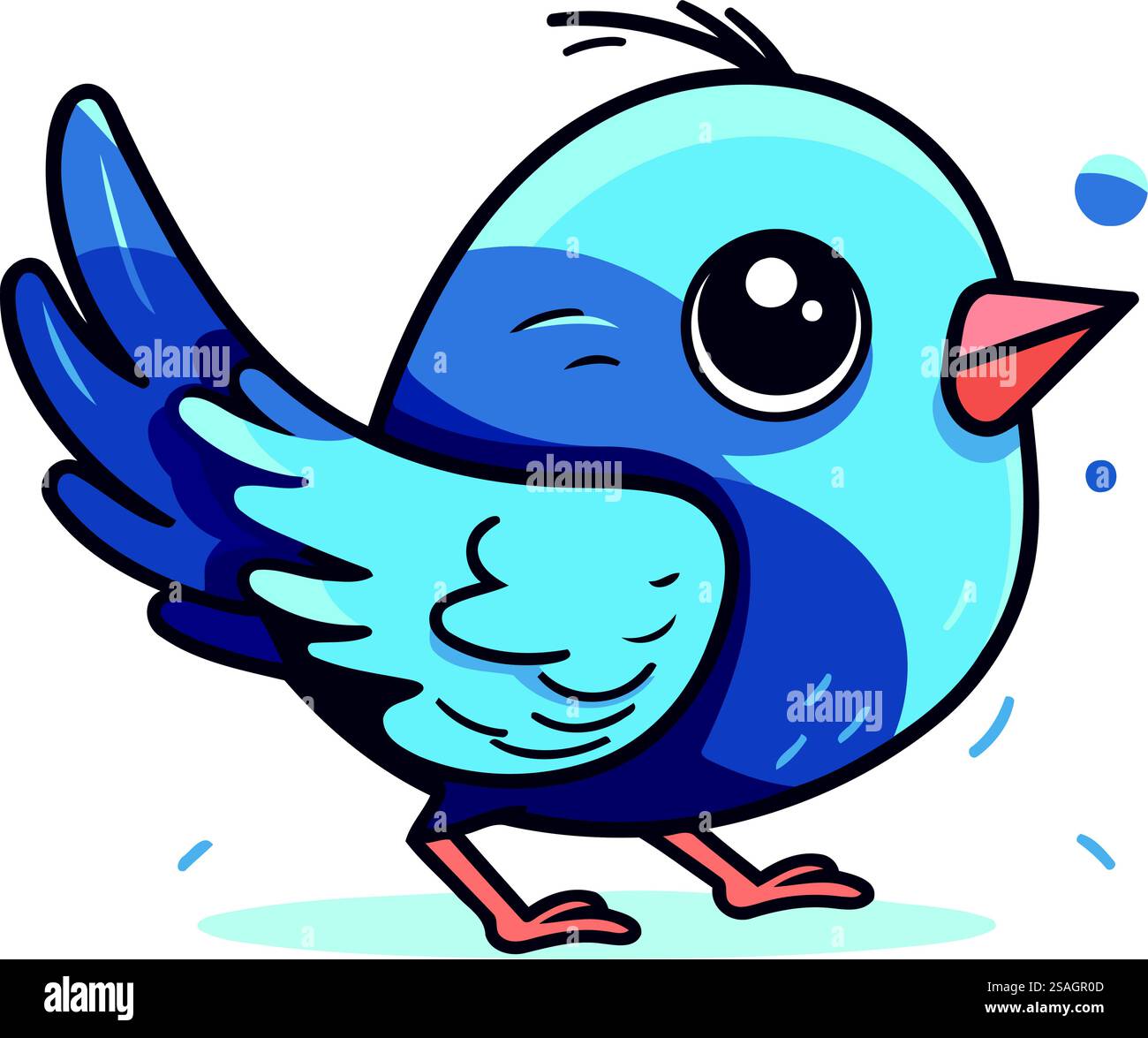 Cute blue bird. Vector illustration. Isolated on white background Stock ...