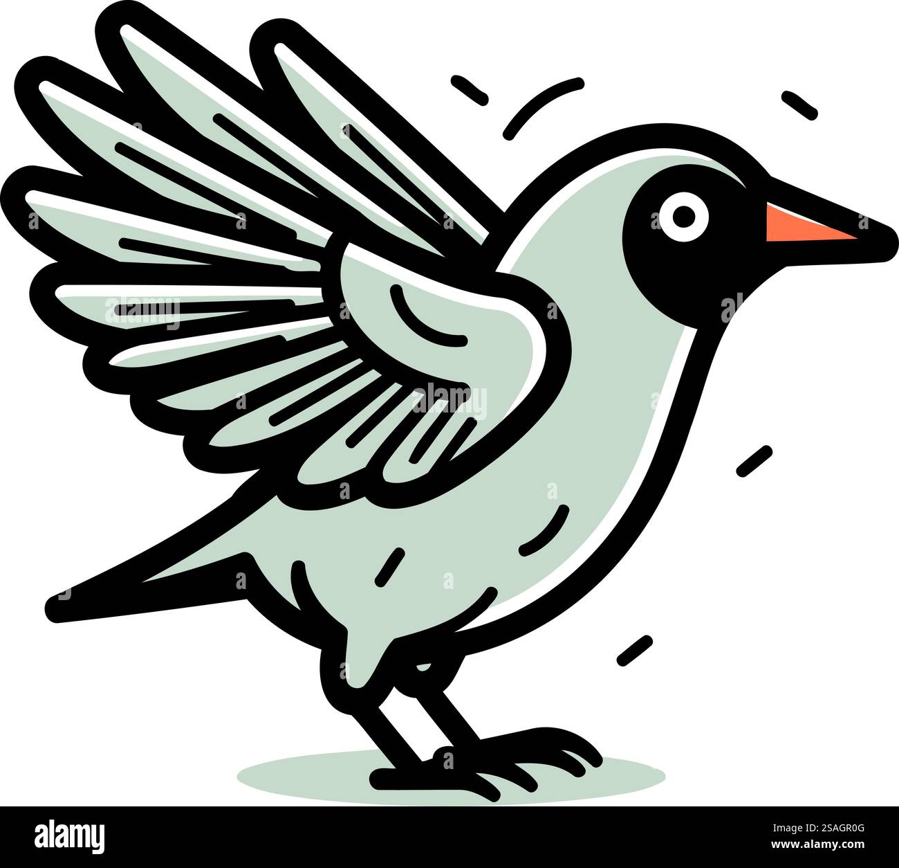 Crow doodle vector illustration. Cute cartoon bird Stock Vector Image ...