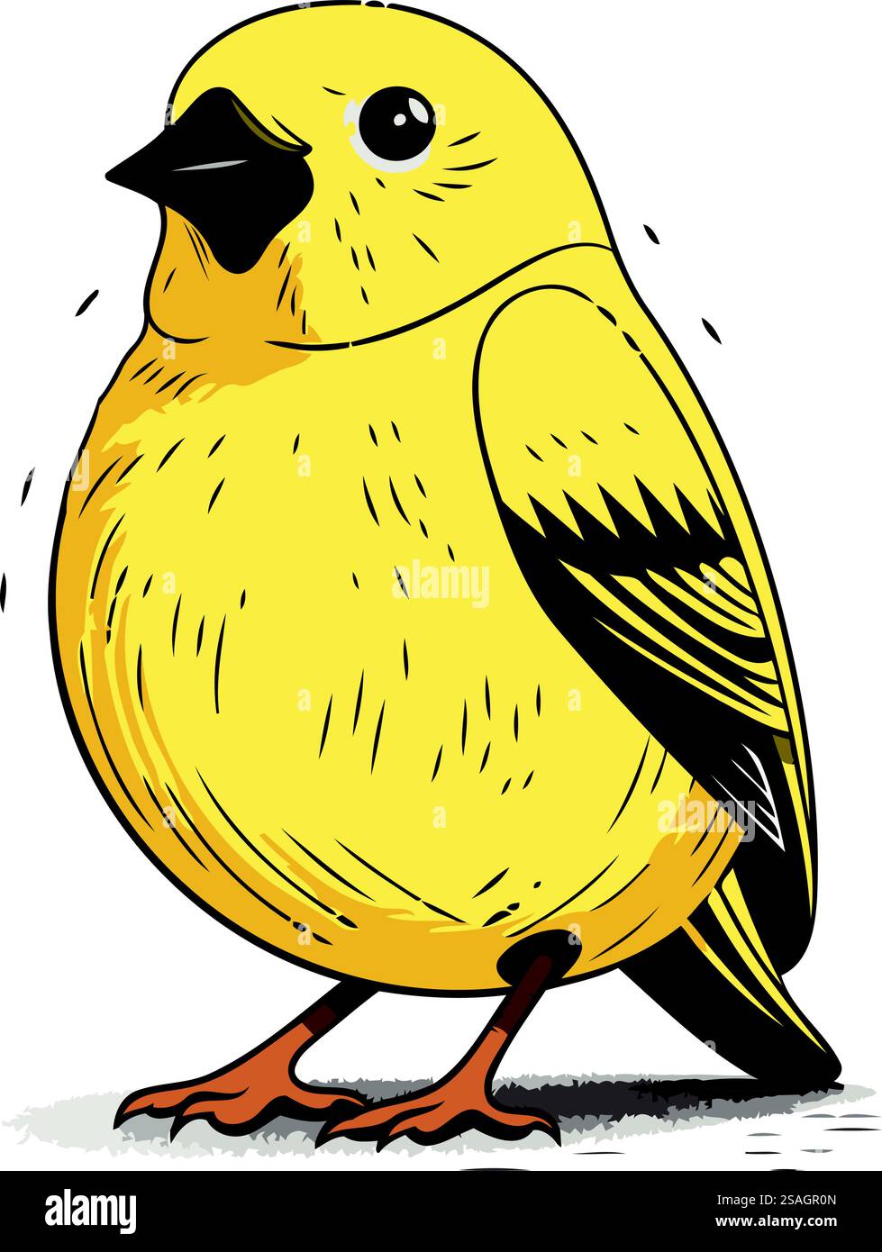 Illustration of a cute little yellow bird. Vector image on white ...