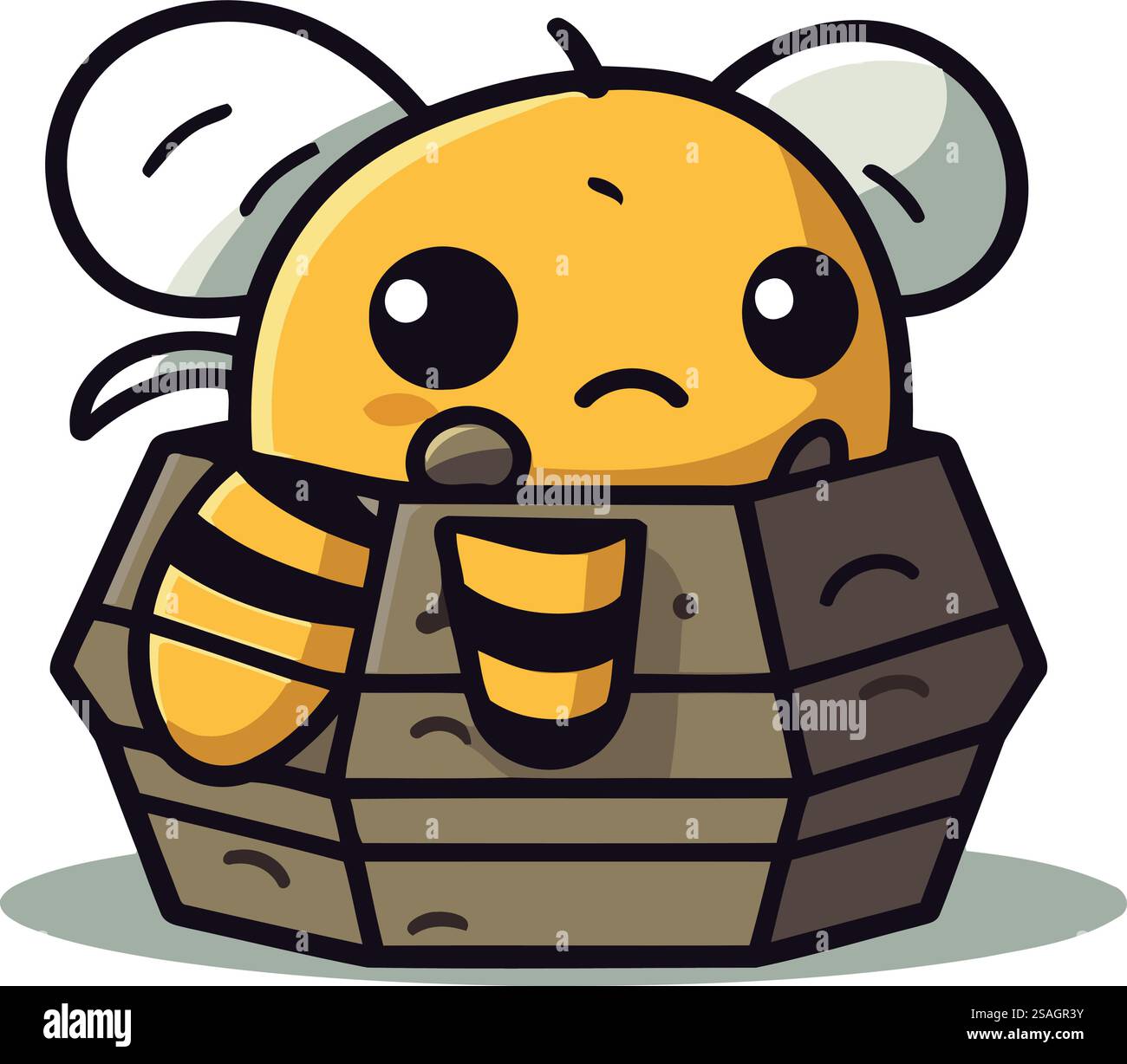 Cute Little Bee Cartoon Mascot Character Vector Illustration Stock ...