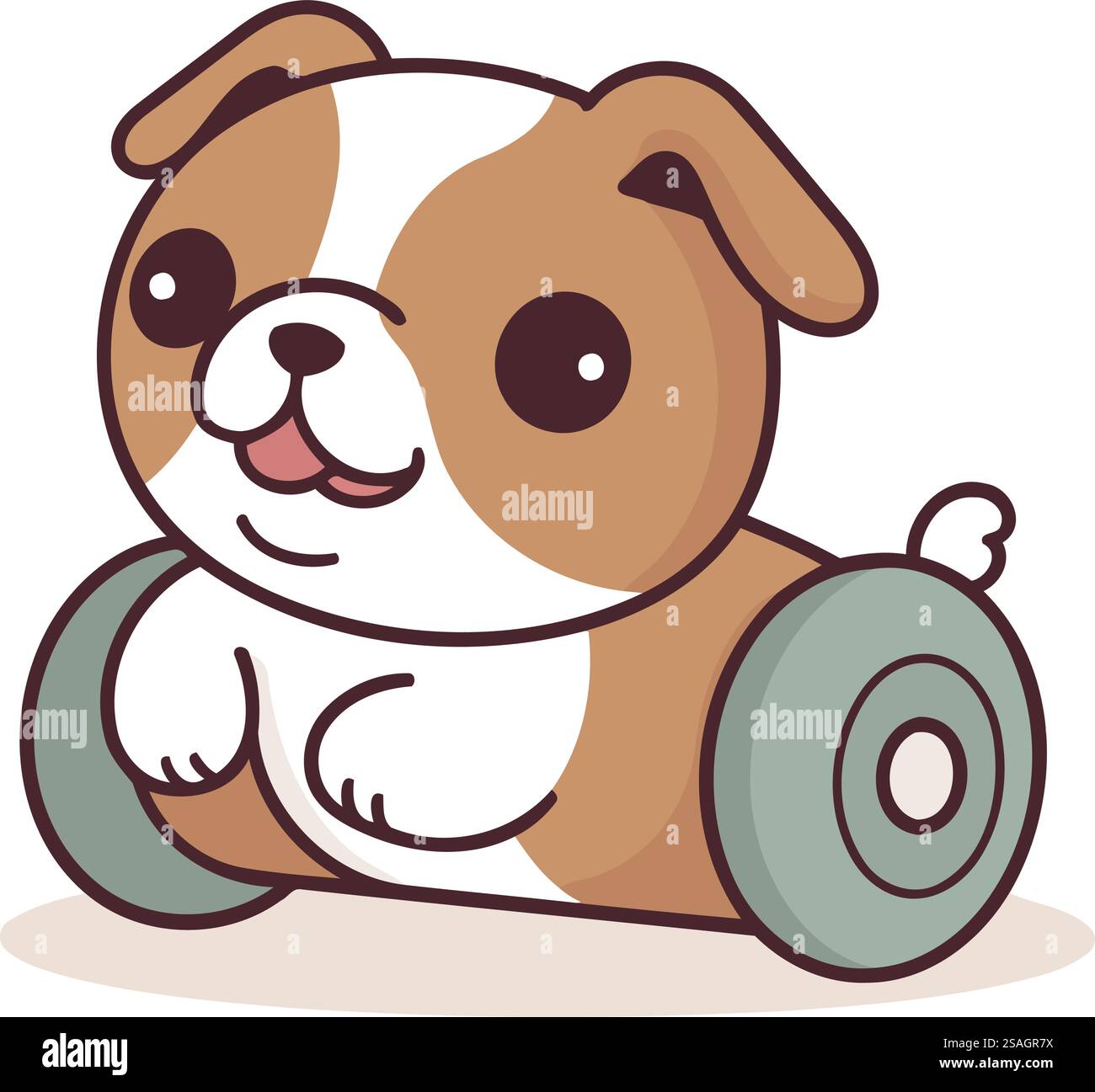 Cute cartoon dog sitting on a skateboard. Vector illustration Stock ...
