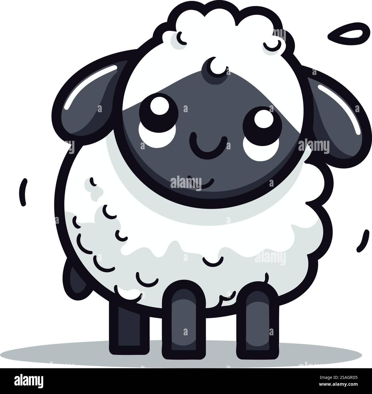 Sheep Cute Cartoon Mascot Character Vector Illustration Stock Vector ...