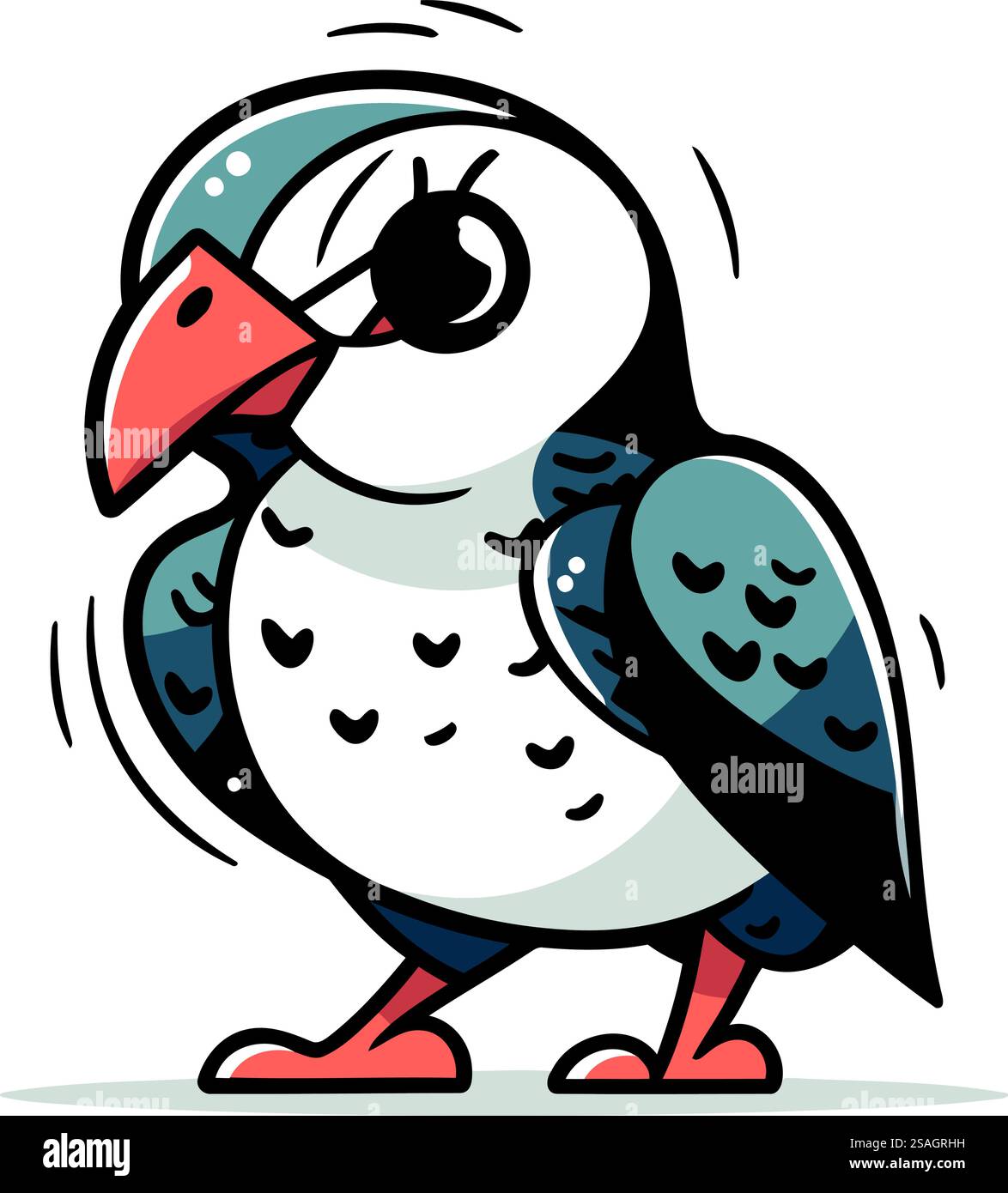 Puffin in cartoon style isolated on white background. Vector ...