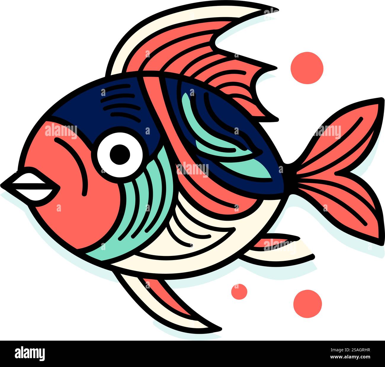 Cartoon fish. Vector illustration. Isolated on white background Stock ...