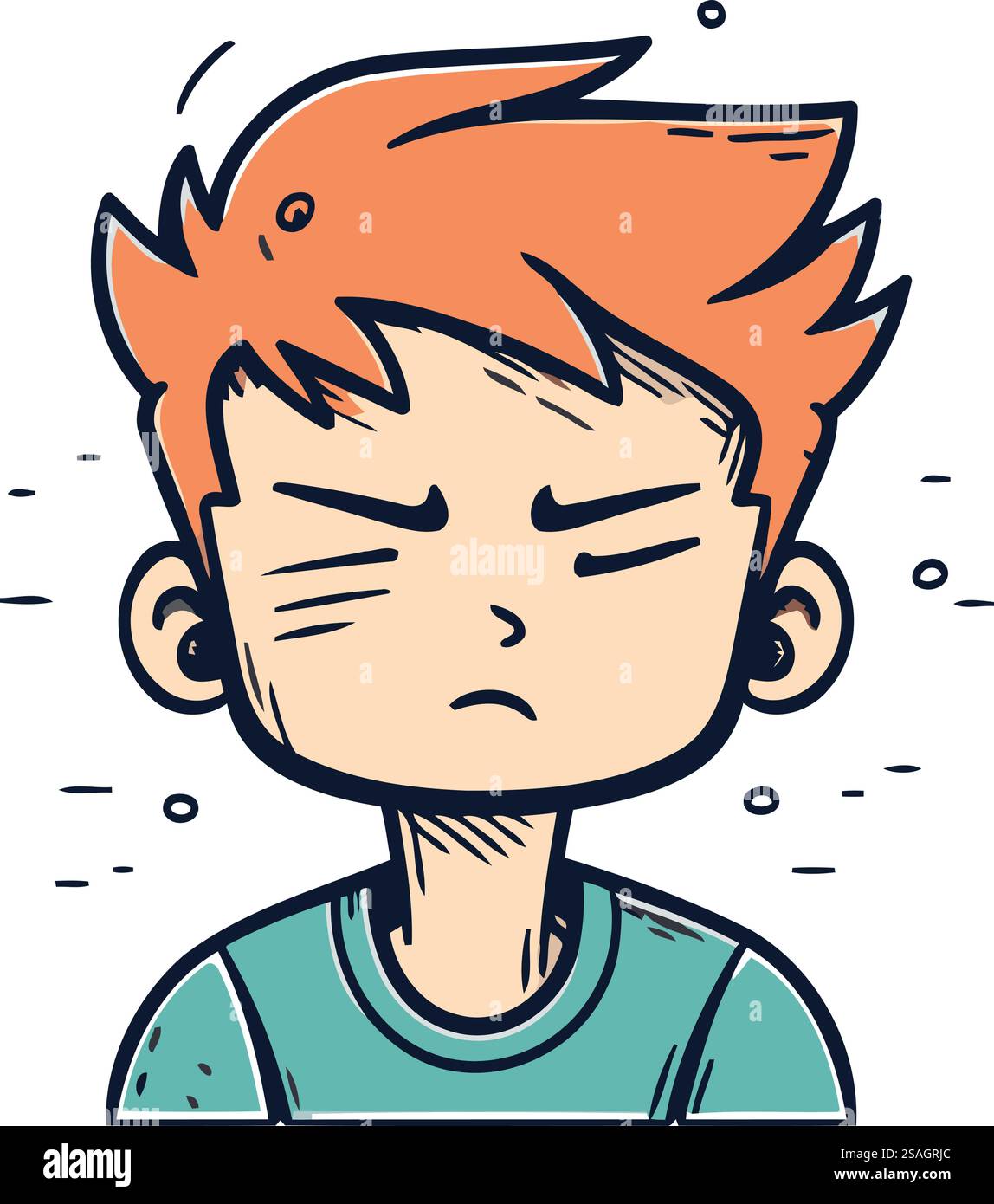 Angry boy cartoon character. Vector illustration in doodle style Stock ...