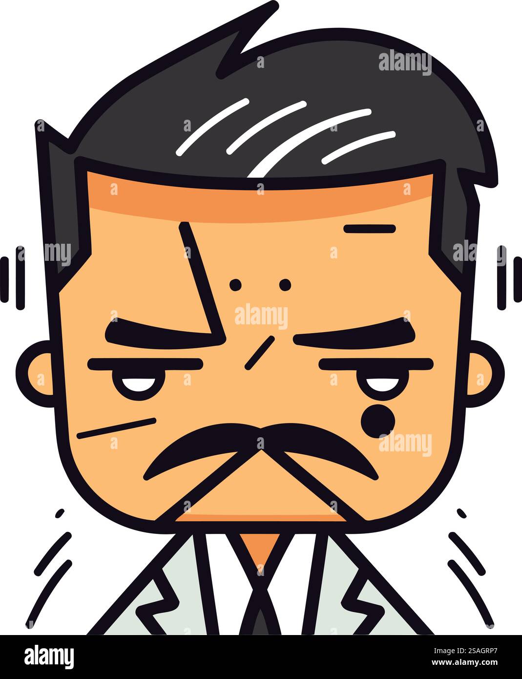 Angry man cartoon character vector illustration. Emotional face of a ...
