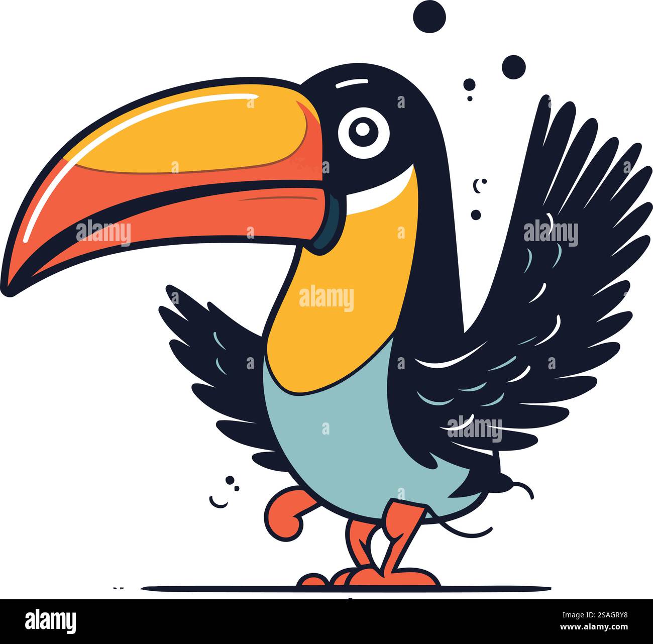 Cute cartoon toucan. Vector illustration in doodle style Stock Vector ...